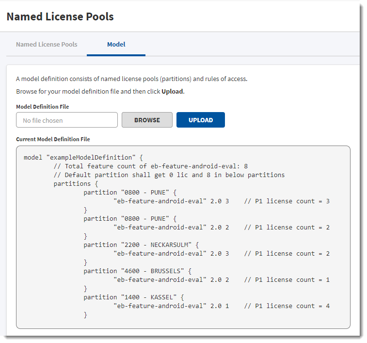 Named License Pools View