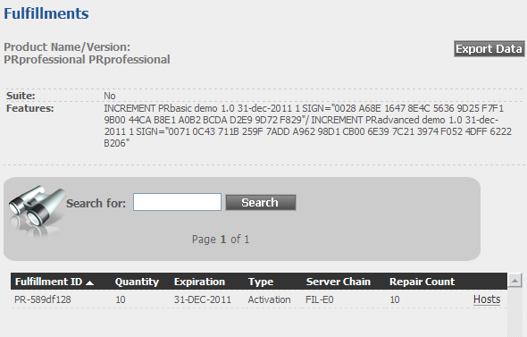 License Files and Fulfillment Records