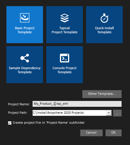 Creating a New InstallAnywhere Project